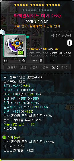 메이플스토리 인벤 파프단검 피케인단검 메이플스토리 인벤 도적 직업게시판