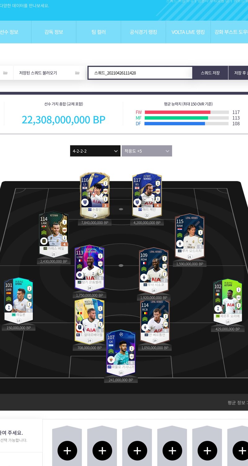 Fc 온라인 인벤 토트넘 20 21 현역 팀컬러 8명 받는 스쿼드 뭐가 더 나은가요 Fc 온라인 인벤 팀전술 평가 상담 게시판
