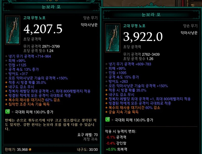 눈보라포 뭐 쓸지 조언 좀 해주세요 디아블로3 인벤 악마사냥꾼 디아블로3 인벤