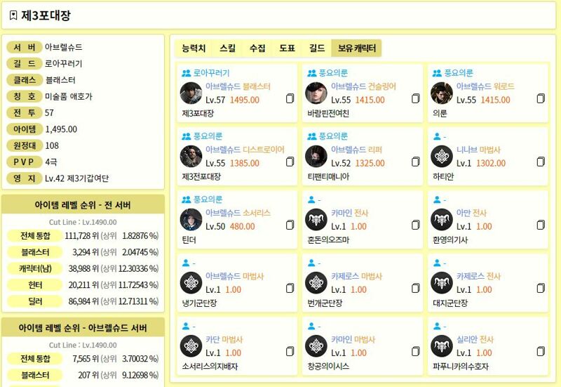 로스트아크 인벤 아브렐슈드 서버 로아꾸러기 길드 제3포대장 바람핀전여친 의룬 제3전포대장 패드립 인벤 닉네임 늑조디아