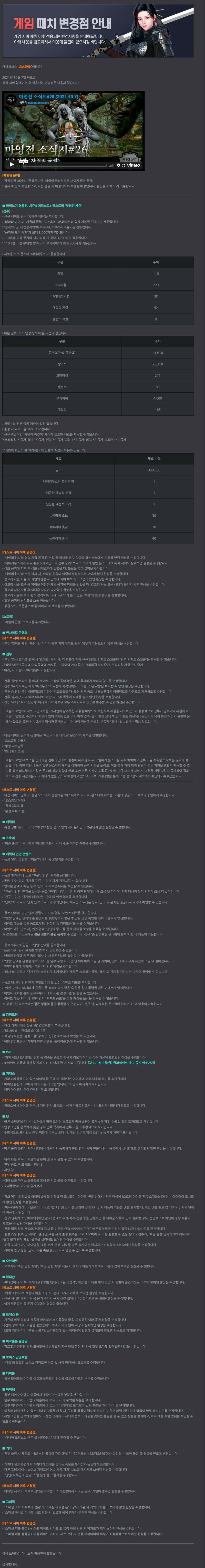 마비노기영웅전 인벤 107목 정식 서버 변경점 안내 마영전 인벤 실시간 제보 게시판