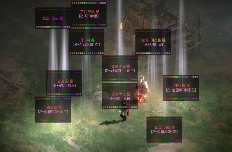 왕룬 전광판 룬 큐빙정보 디아블로2 애드온모드 자료실 디아블로2 인벤