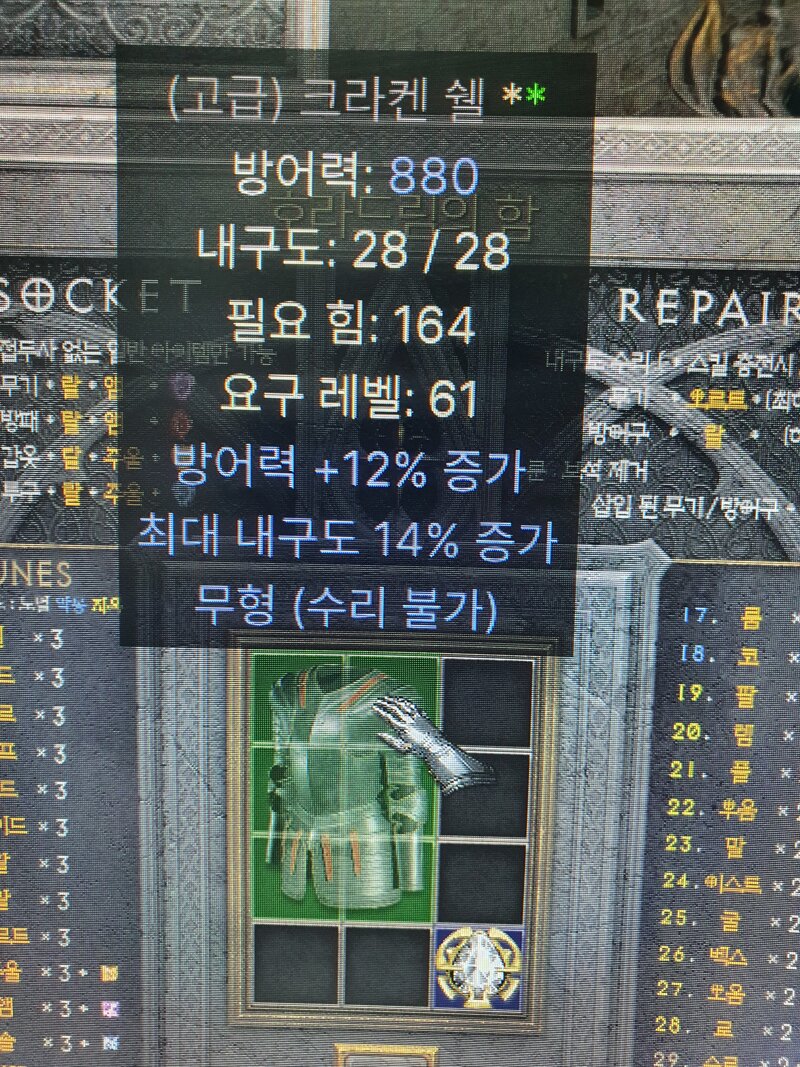 에테갑옷880방12방어력14내구 시세있나요 디아블로2 득템and자랑 게시판 디아블로2 인벤