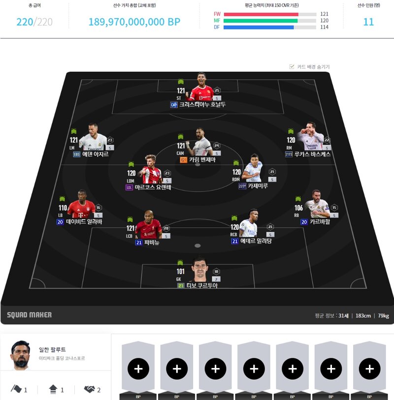Fc 온라인 인벤 1900억 레알 마드리드 조언 부탁 Fc 온라인 인벤 팀전술 평가 상담 게시판