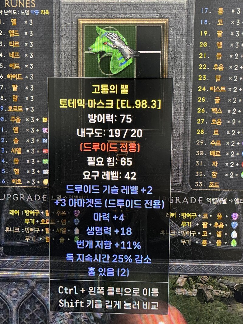 스탠 불드루 2솟 개뚜껑 디아블로2 드루이드 게시판 디아블로2 인벤