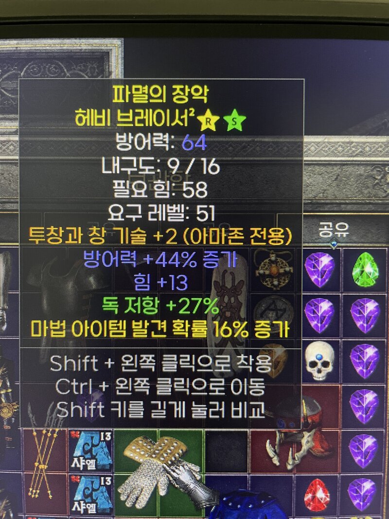 형님들 장갑 2개 감정부탁드려요 디아블로2 득템and자랑 게시판 디아블로2 인벤