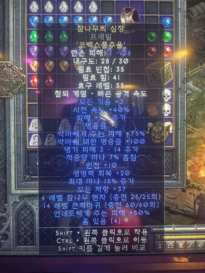 오크의심장 감정좀요ㅜ 디린이입니다 디아블로2 득템and자랑 게시판 디아블로2 인벤