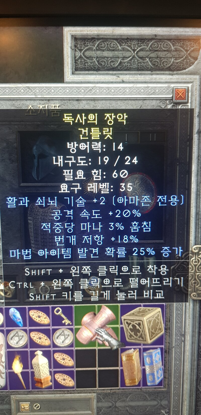 아마존 활장갑좀 봐주세요 디아블로2 자유 게시판 디아블로2 인벤