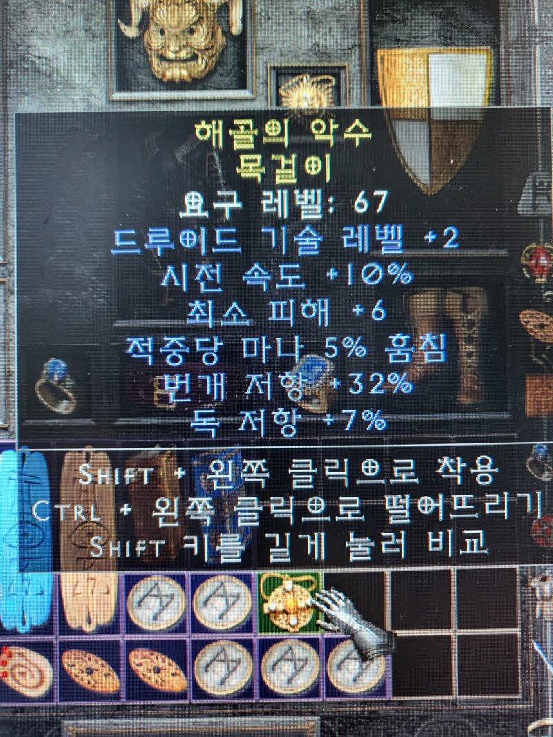 목걸이 감정 부탁 드립니다 디아블로2 드루이드 게시판 디아블로2 인벤