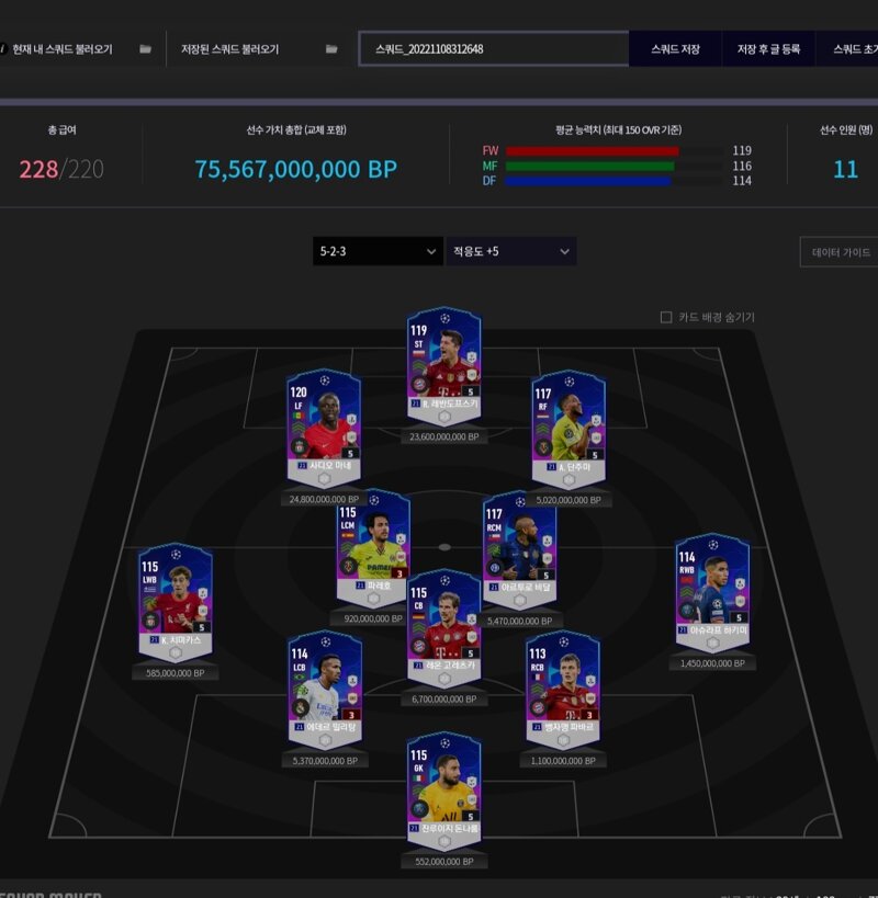 Fc 온라인 인벤 750억 21챔 스쿼드 평가좀요 고수님들 Fc 온라인 인벤 팀전술 평가 상담 게시판