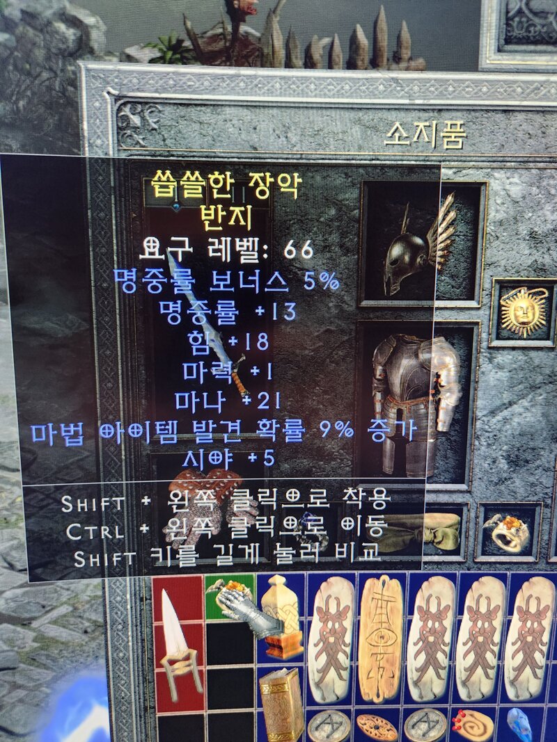 반지에 왠 명중률보너스 디아블로2 득템and자랑 게시판 디아블로2 인벤