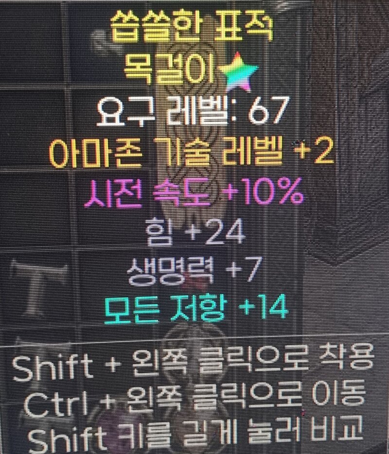아마존 목걸이 인데 많이들 않쓰시겠죠 디아블로2 득템and자랑 게시판 디아블로2 인벤