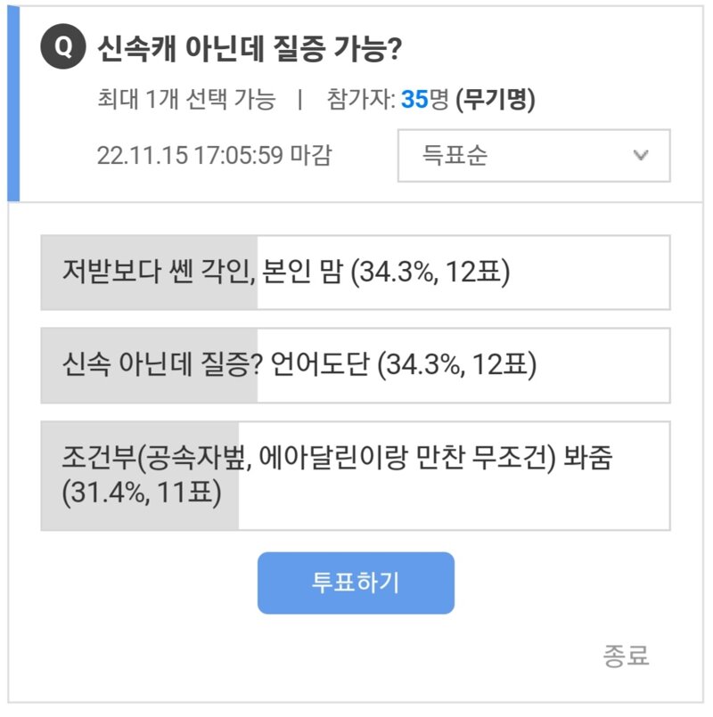 로스트아크 인벤 심심해서 해본 자게 질증 인식 투표 로스트아크 인벤 데빌헌터 게시판