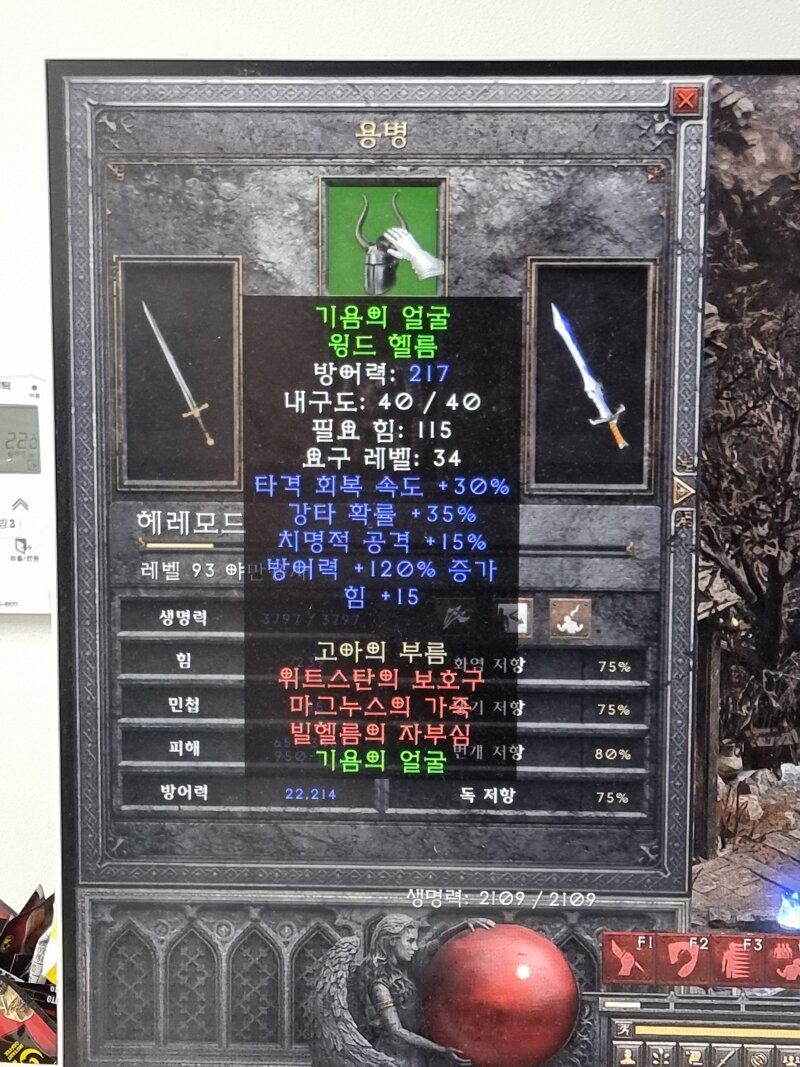 피슴질딘 액5 쌍수용병 강추드립니다역병집행자 디아블로2 성기사 게시판 디아블로2 인벤