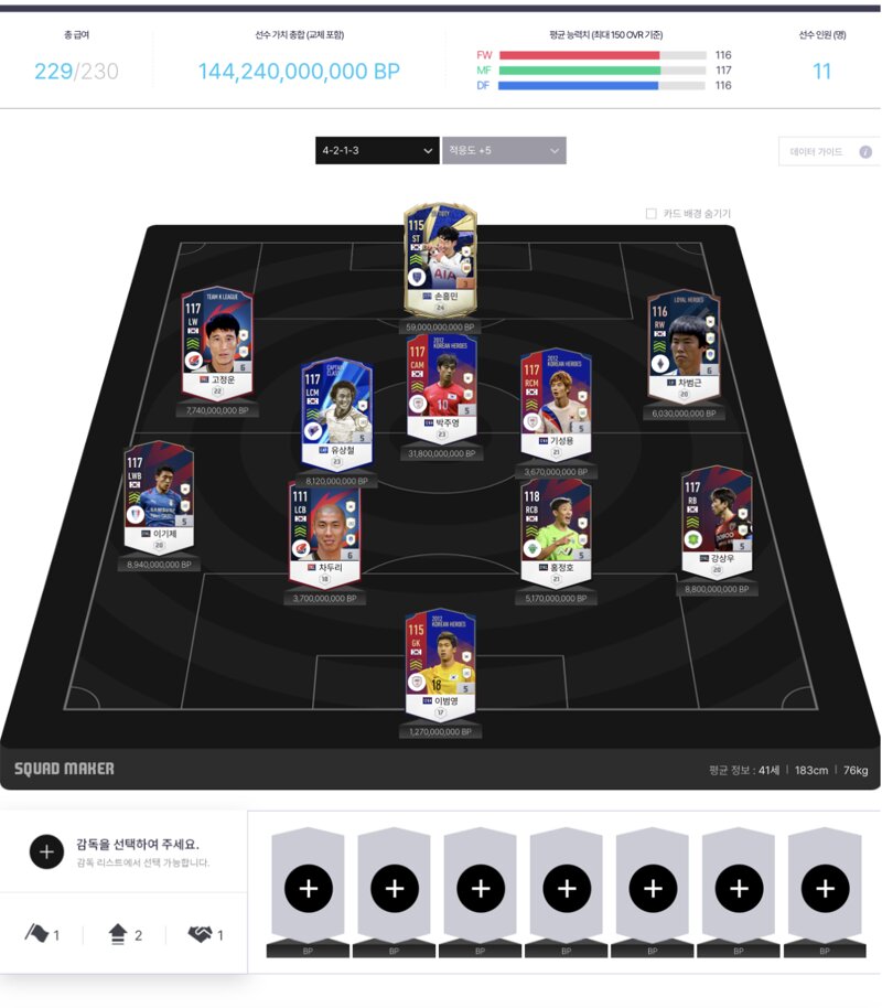 Fc 온라인 인벤 1400억 한국 스쿼드 평가 부탁드립니다 Fc 온라인 인벤 팀전술 평가 상담 게시판