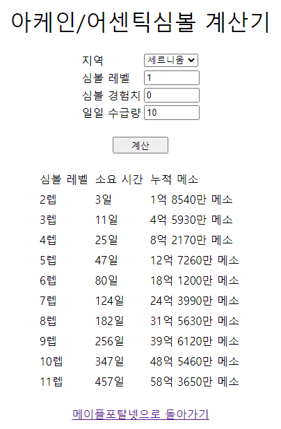 메이플스토리 인벤 웹버전 아케인어센틱포스 계산기 메이플스토리 인벤 팁과노하우 게시판