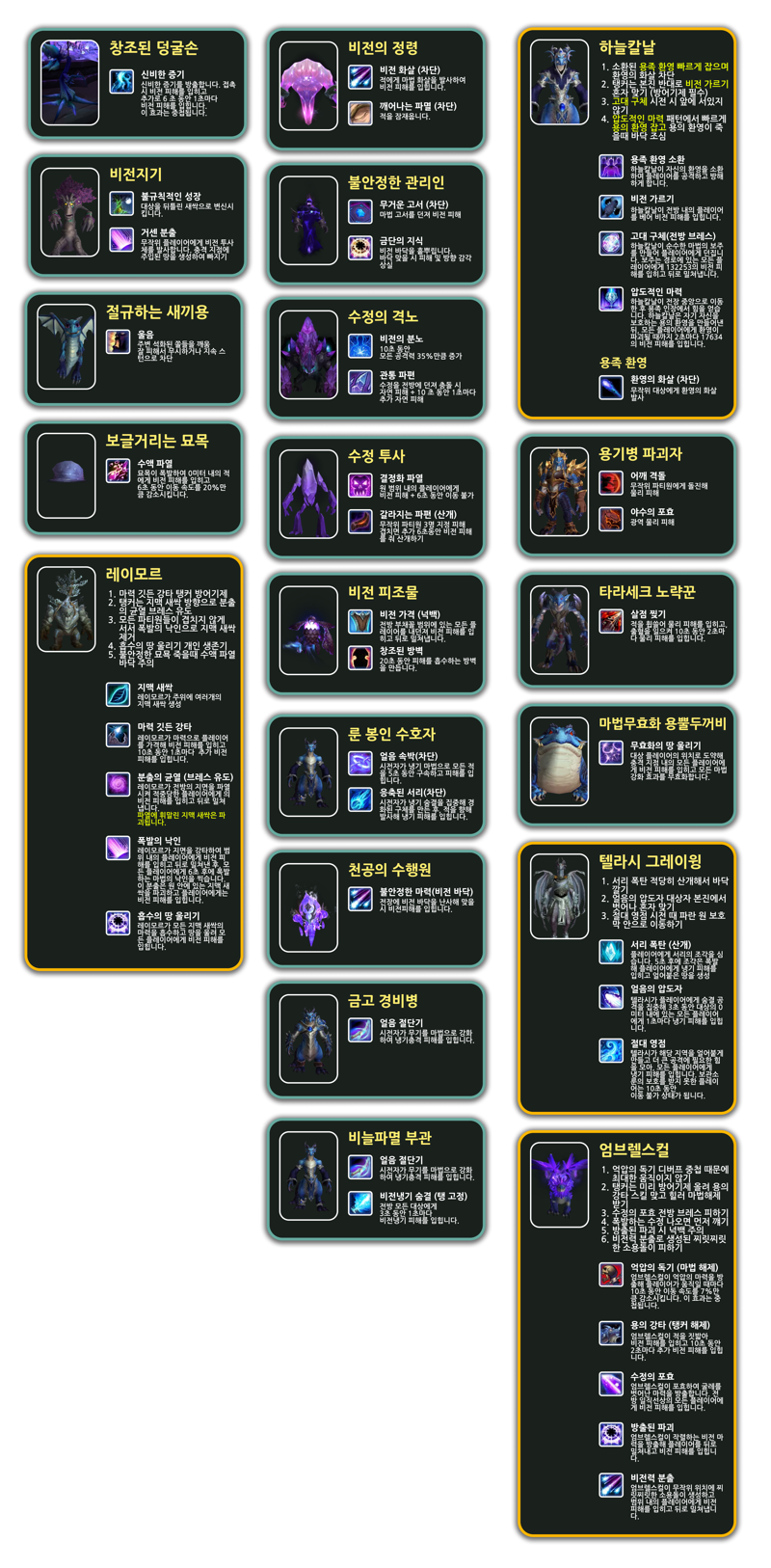 월드 오브 워크래프트 인벤 하늘빛 보관소 쫄과 보스 도감 나눔 와우 인벤 쐐기돌 게시판