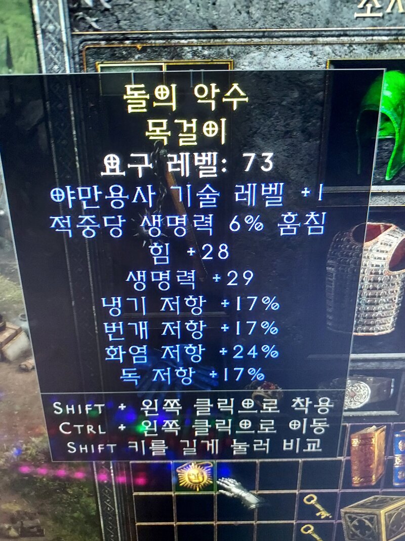 레어아뮬인데 쓸일없겠지요ㅠ 디아블로2 야만용사 게시판 디아블로2 인벤