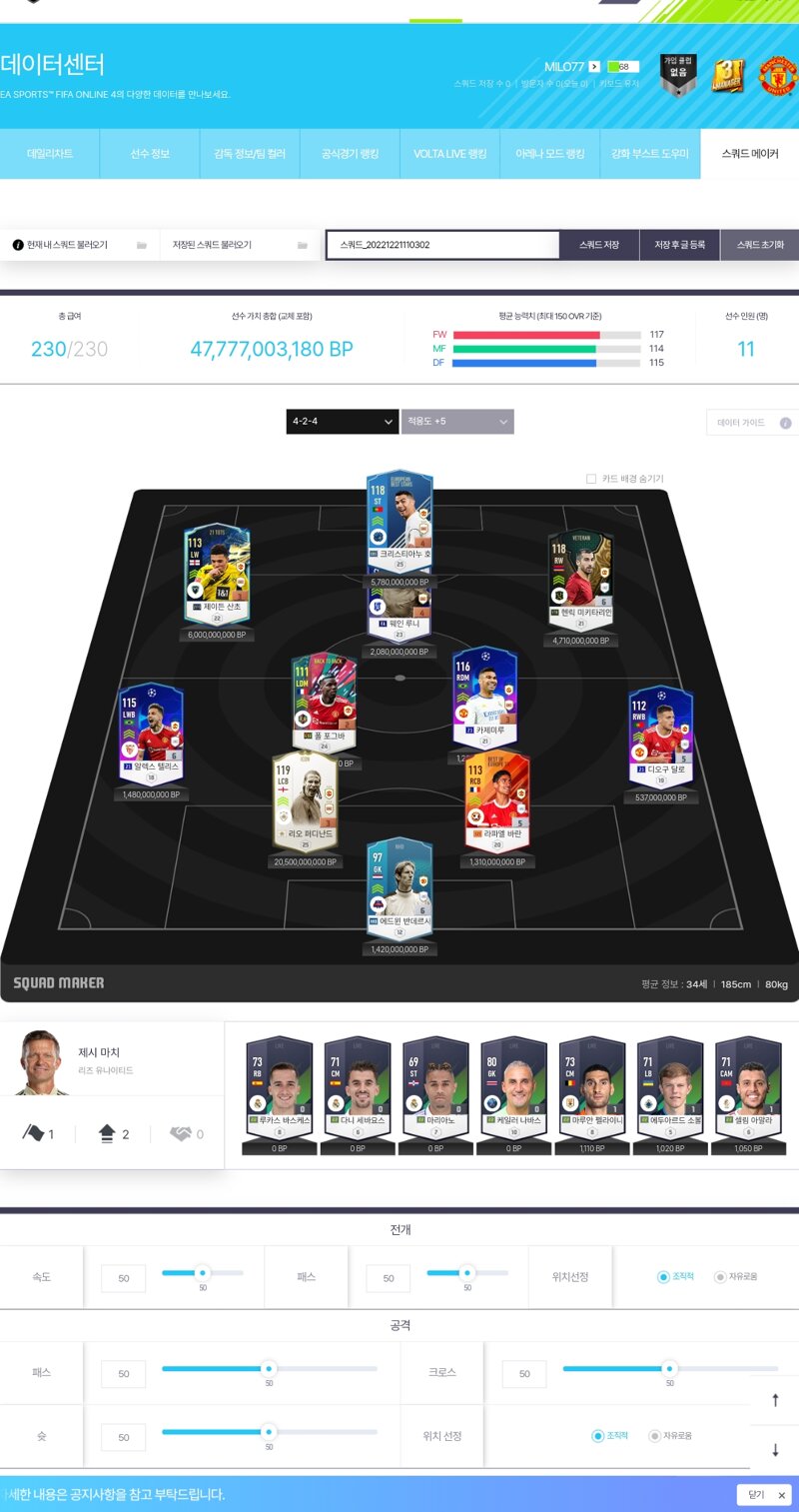 Fc 온라인 인벤 맨유 성능팀 태클 부탁드립니다 Fc 온라인 인벤 팀전술 평가 상담 게시판