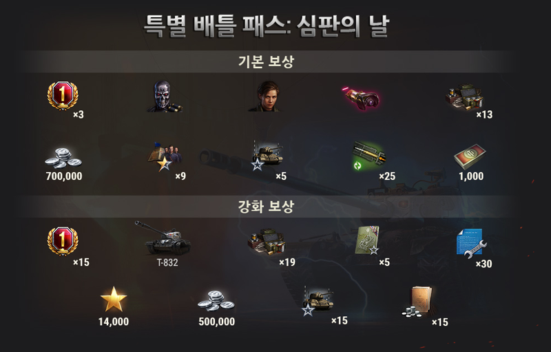 월드오브탱크 인벤 특별패스 심판의 날 보상 전차 정체수정 월드오브탱크 인벤 실시간 유저 정보뉴스 게시판