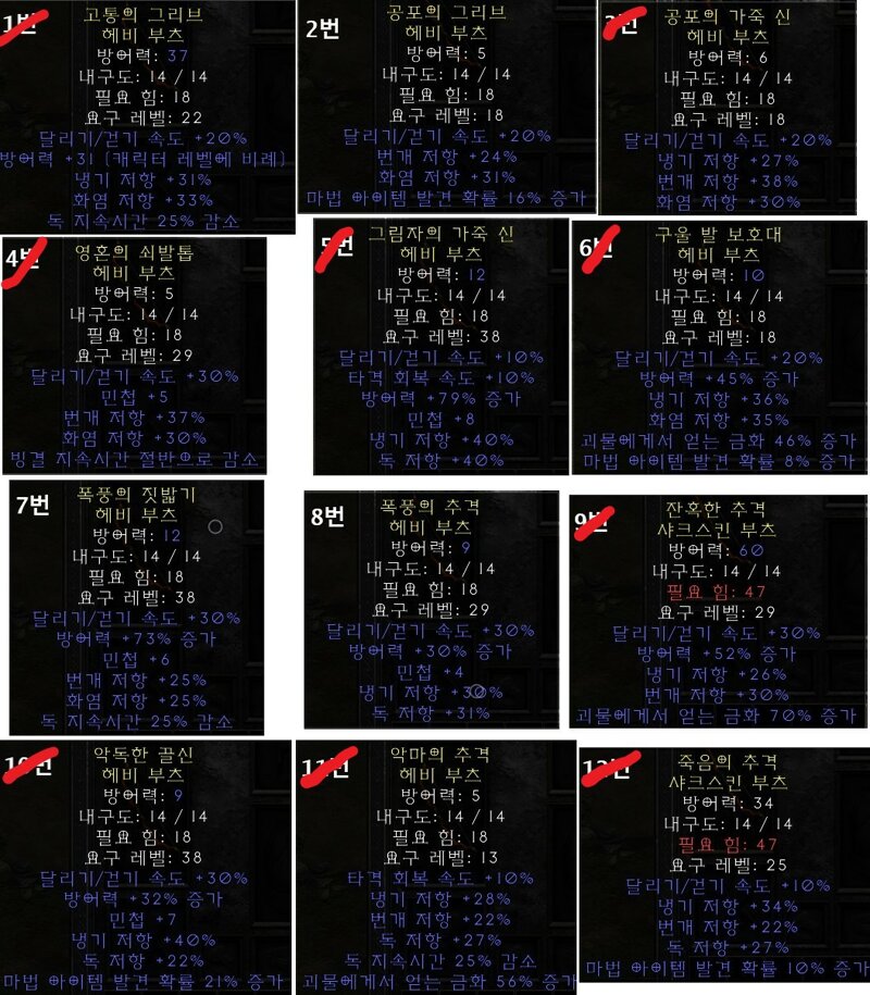 겜블데이에서 나온 레어신발들 나눔해요 디아블로2 자유 게시판 디아블로2 인벤