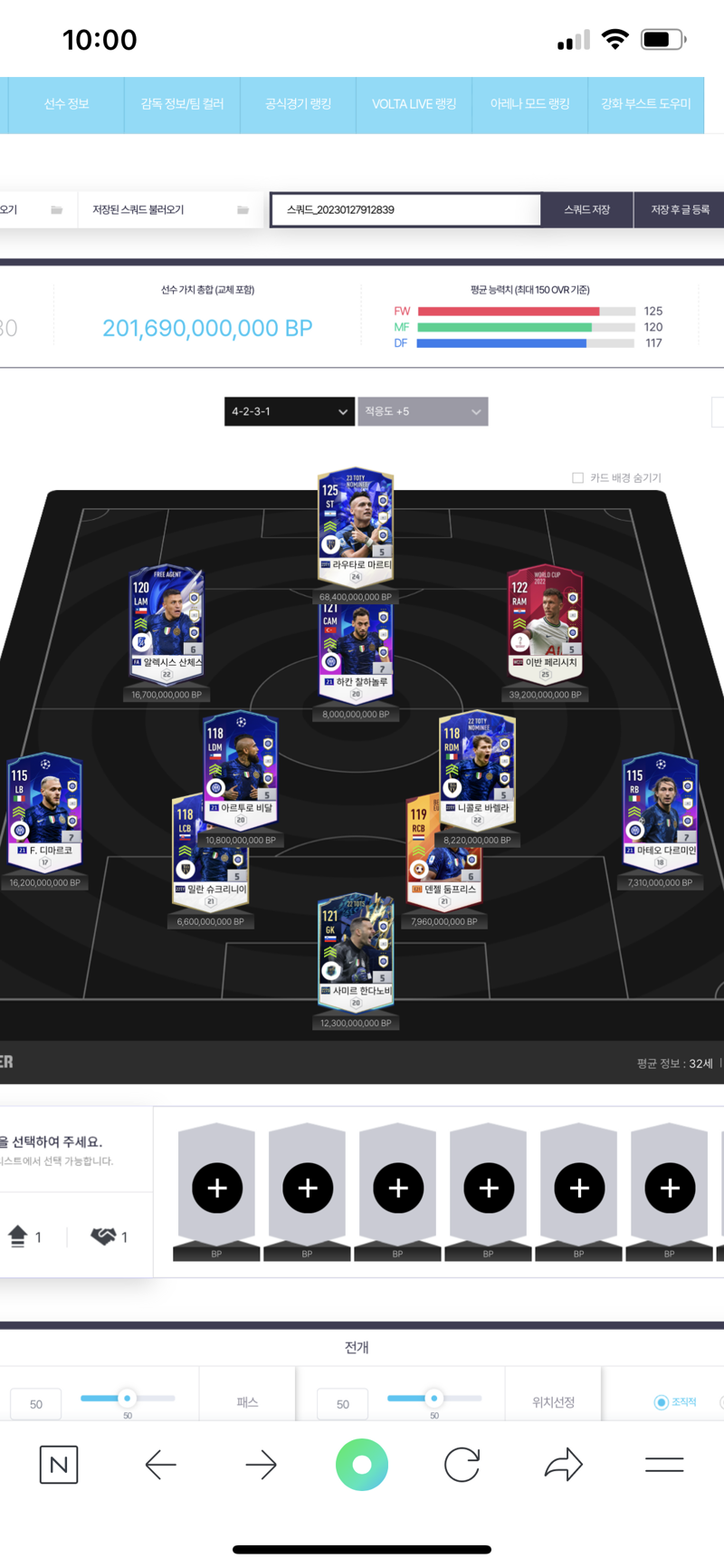 Fc 온라인 인벤 2000억 인테르 현역팀 평가 부탁드립니당 Fc 온라인 인벤 팀전술 평가 상담 게시판