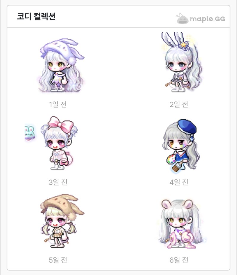 메이플스토리 인벤 일주일치 코디 모음 메이플스토리 인벤 자유게시판