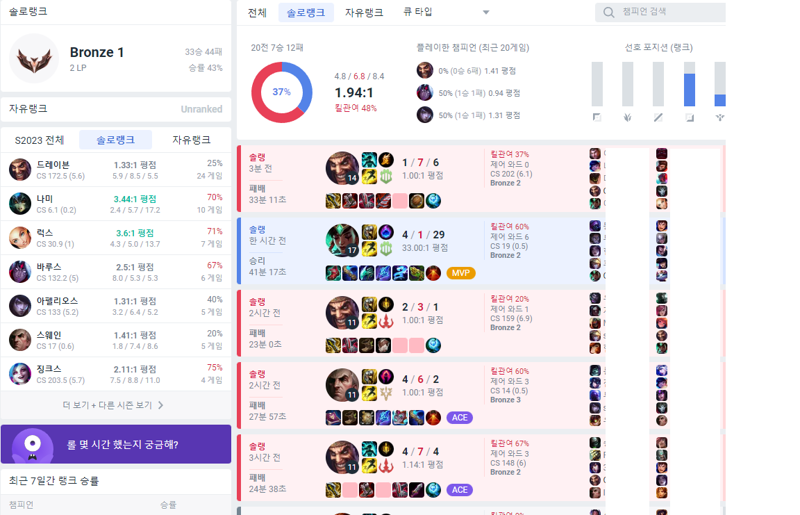 리그오브레전드 인벤 악질 패작러 한명 박제합니다 Lol 봇 게시판