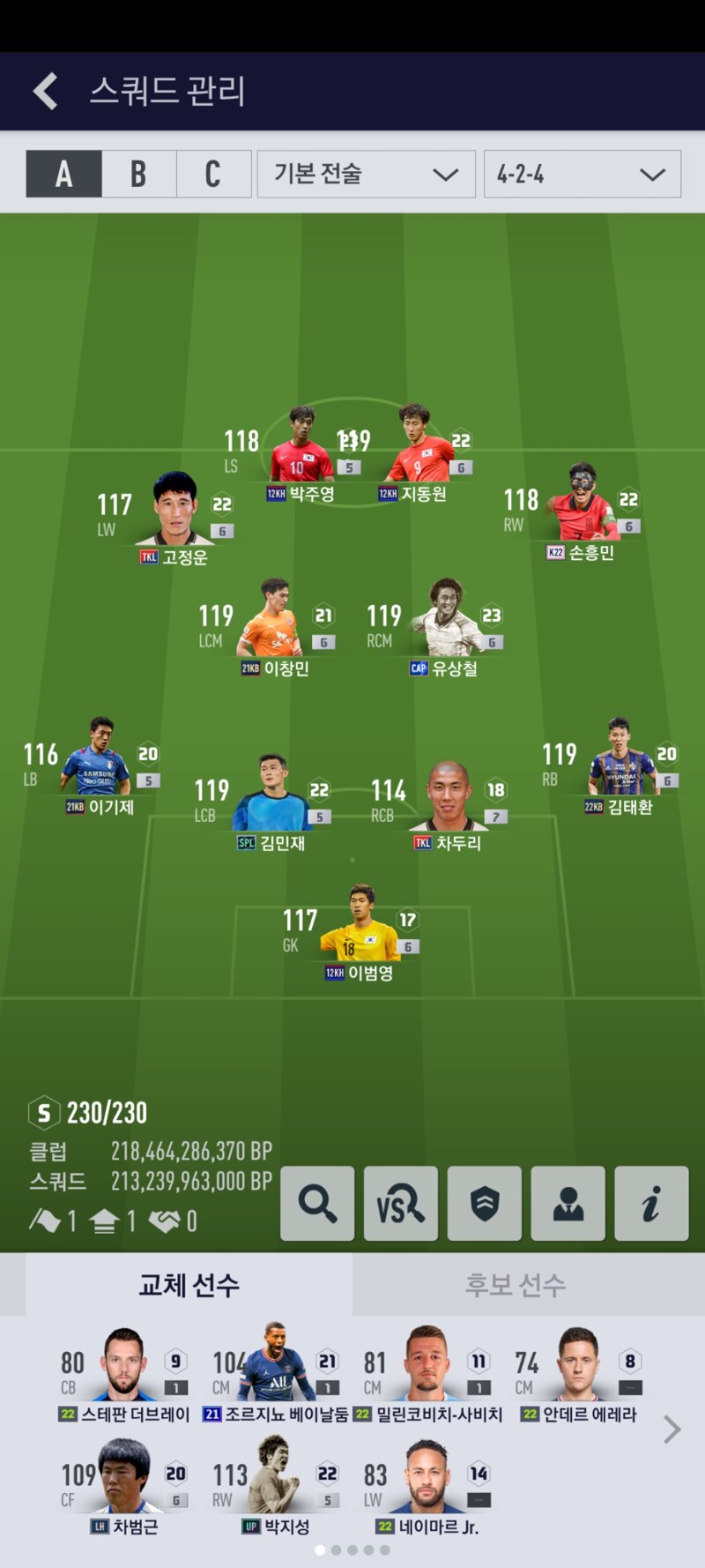 Fc 온라인 인벤 대한민국 한국 스쿼드 조언부탁드립니다 2000억 1300억 대기 Fc 온라인 인벤 팀전술