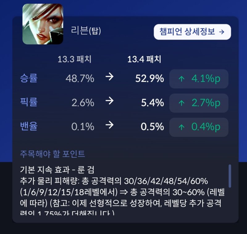 리그오브레전드 인벤 리븐 버프 체감없다던데 Lol 탑 게시판