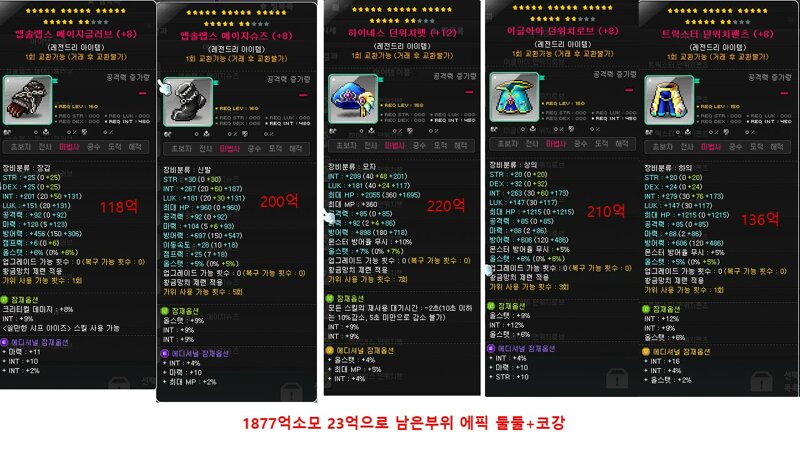 메이플스토리 인벤 크로아서버 15분걸려서한 1900억 템세팅 메이플스토리 인벤 자유게시판