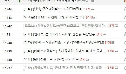 파이널판타지14 인벤 고소 선언 후 줄어들고 있는 사사게 댓글 수 파이널판타지14 인벤 자유게시판