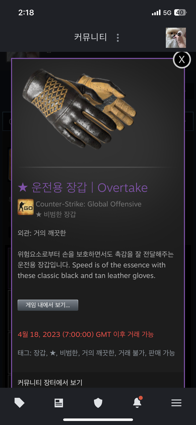 팟벤 내일 거제 풀리는 오버테이크 장갑 팝니다 카스글옵csgo 파티
