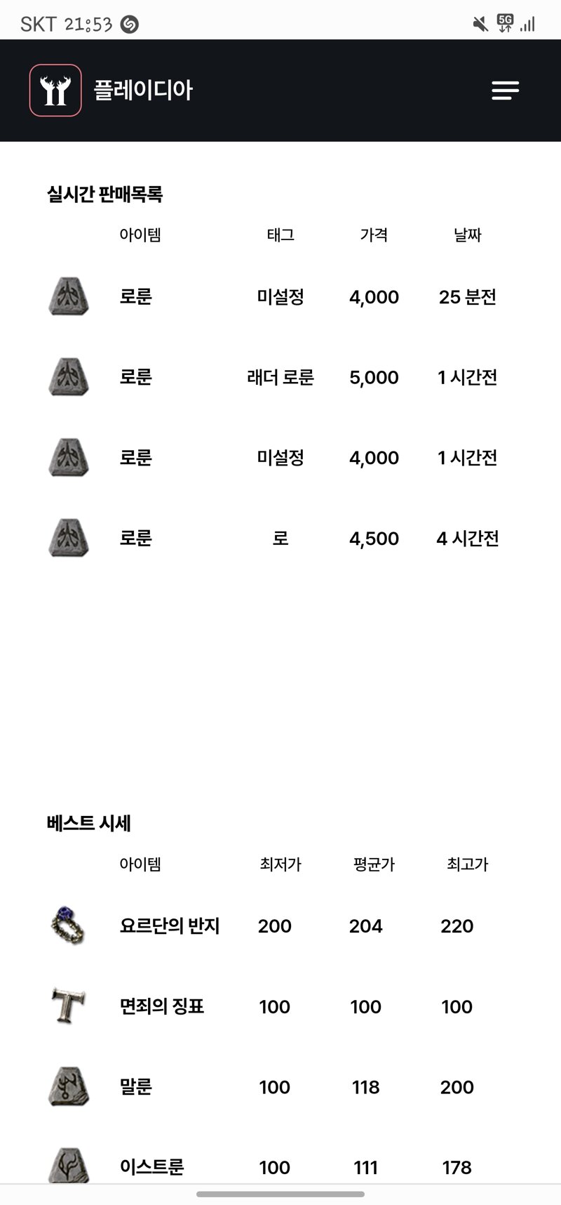 룬의 시세 디아블로2 자유 게시판 디아블로2 인벤