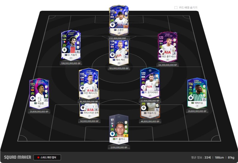 Fc 온라인 인벤 출격직전 7000억 토트넘스쿼드 피드백 할거있나요 Fc 온라인 인벤 팀전술 평가 상담 게시판
