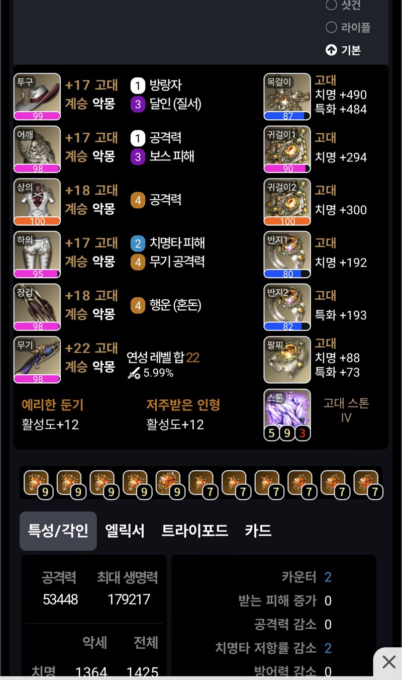 로스트아크 인벤 상하탑 트라이 스펙질문 로스트아크 인벤 건슬링어 게시판