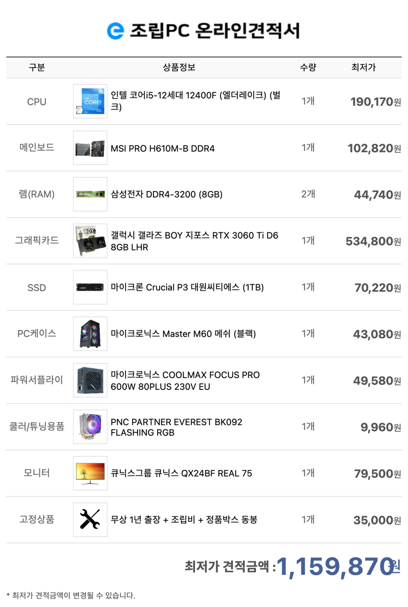 It 인벤 로스트아크 컴퓨터 견적 봐주세요 Pc 견적 게시판