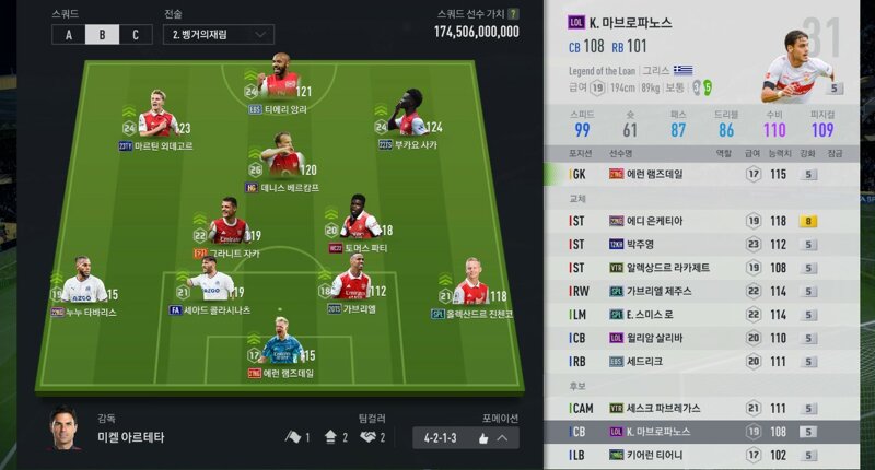Fc 온라인 인벤 1700억 아스날 스쿼드 조언 부탁합니다 Fc 온라인 인벤 팀전술 평가 상담 게시판