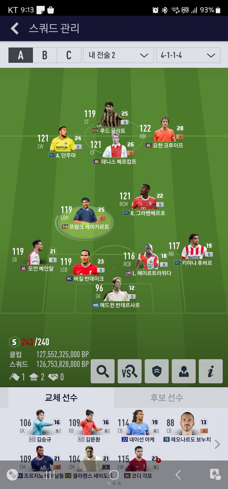 Fc 온라인 인벤 1200억 네덜란드 선수 추천 부탁 드려요 Fc 온라인 인벤 팀전술 평가 상담 게시판