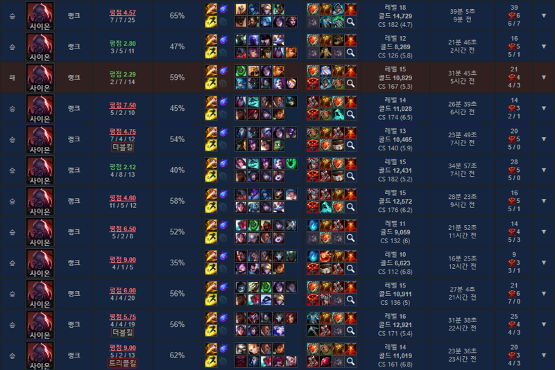 리그오브레전드 인벤 금일 사이온 연승 Lol 탑 게시판