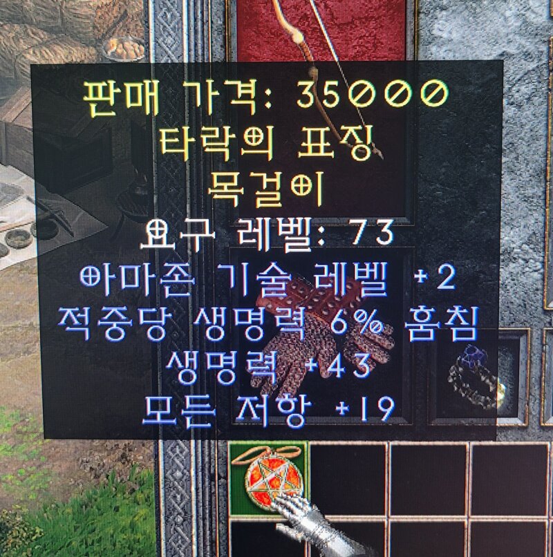 깔끔한 아마 목걸이 디아블로2 득템and자랑 게시판 디아블로2 인벤