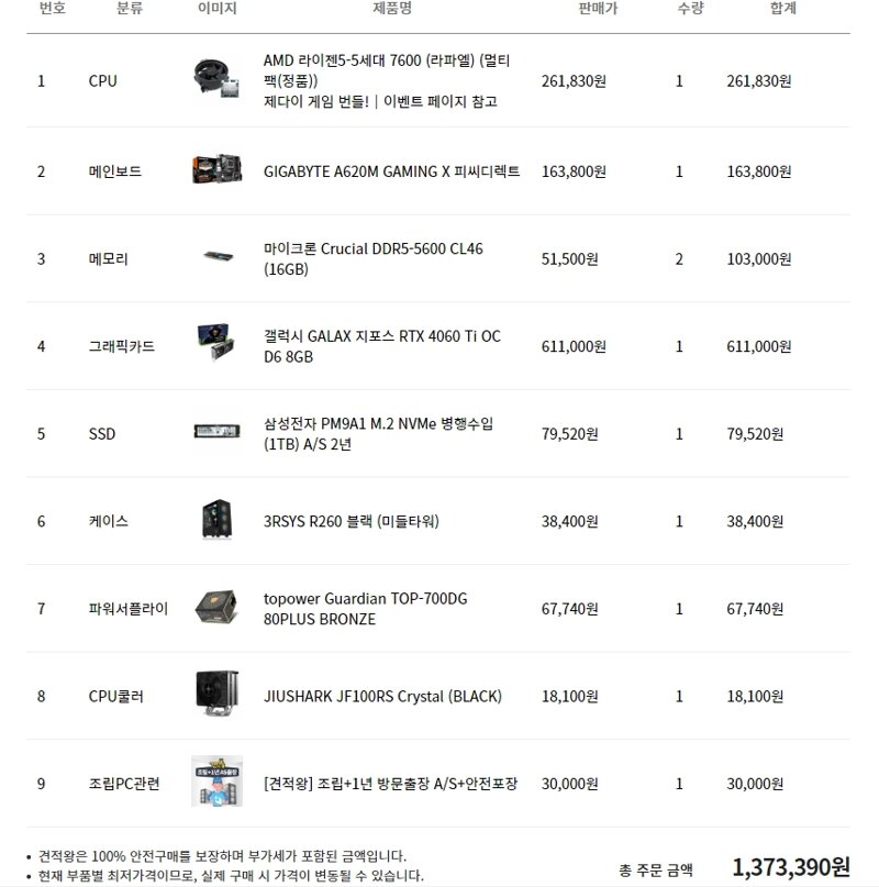 Pc 이륙소컴퓨터 견적 밑에 Skywalkers님이 견적 추천해주신거 참고로 Vortex Gaming