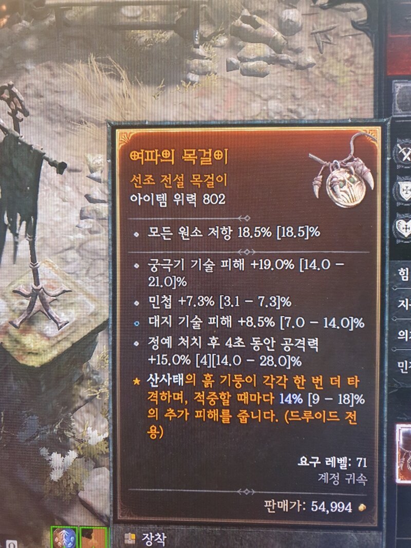 디아블로4 인벤 곰드루 목걸이 추천부탁드려요 디아블로4 인벤 드루이드 게시판