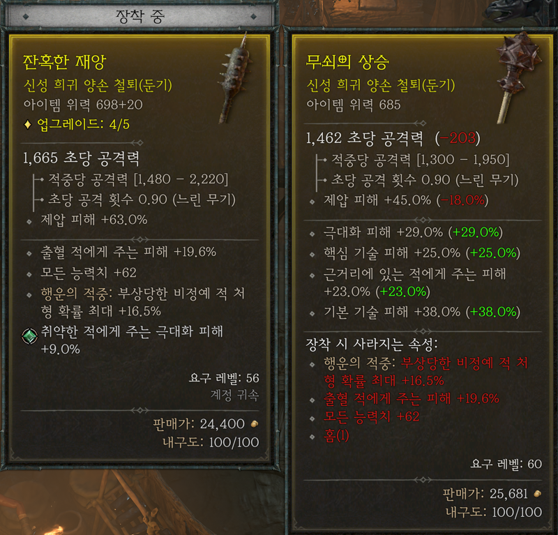 디아블로4 인벤 야만 아이템 비교 질문 디아블로4 인벤 질문과 답변 게시판