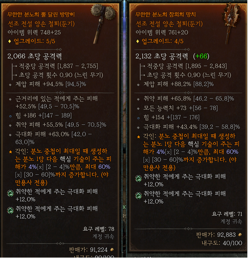 디아블로4 인벤 양손둔기 선택 문의드립니다 ㅠㅠ 디아블로4 인벤 야만용사 게시판