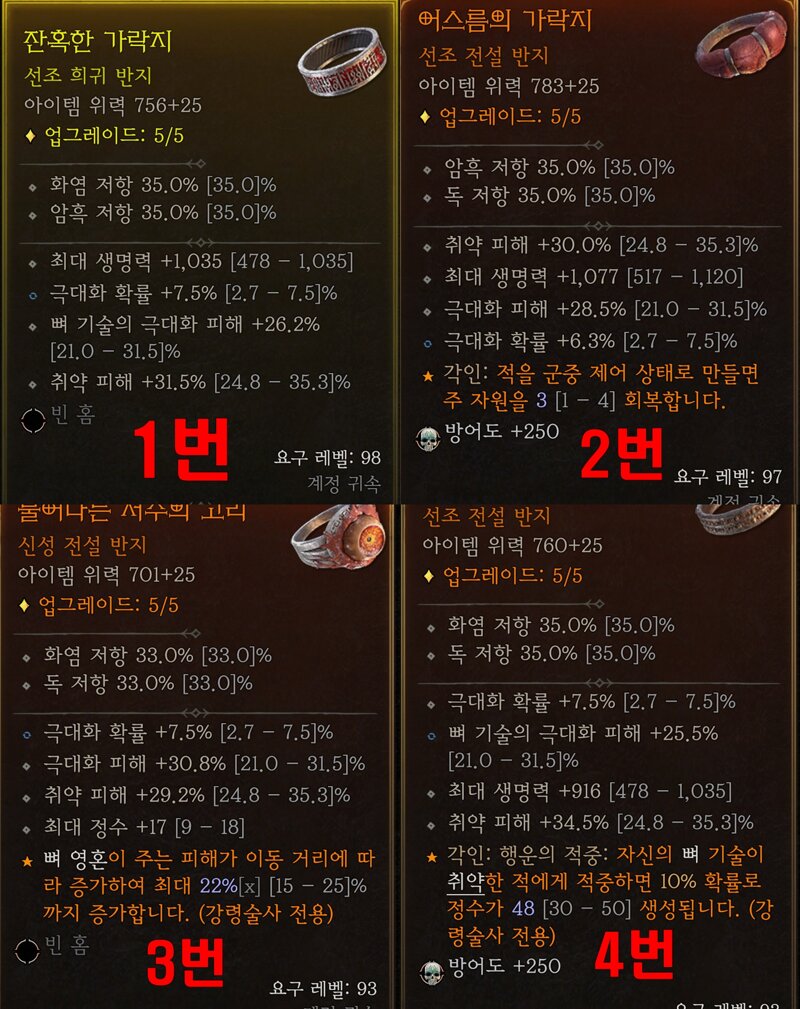디아블로4 인벤 반지 선택 질문 드립니다 디아블로4 인벤 강령술사 게시판
