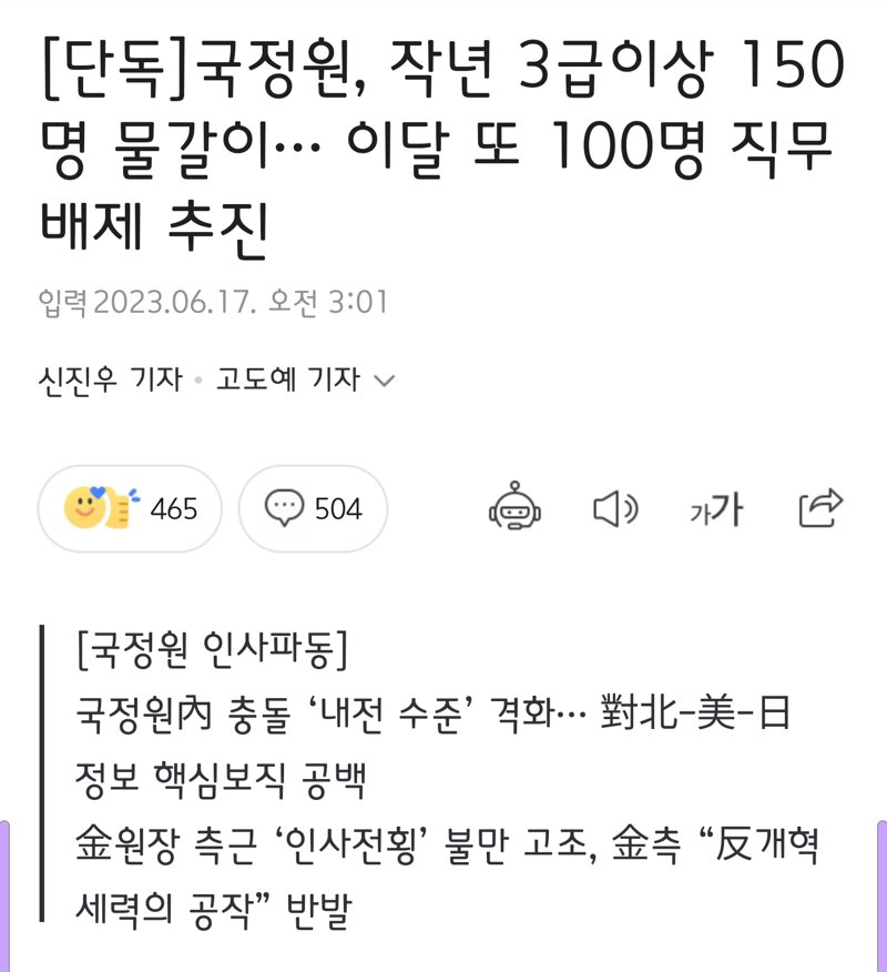 윤석열 문재인 정부에 협조한 직원 300명 해고하라 지시 오픈이슈갤러리 인벤