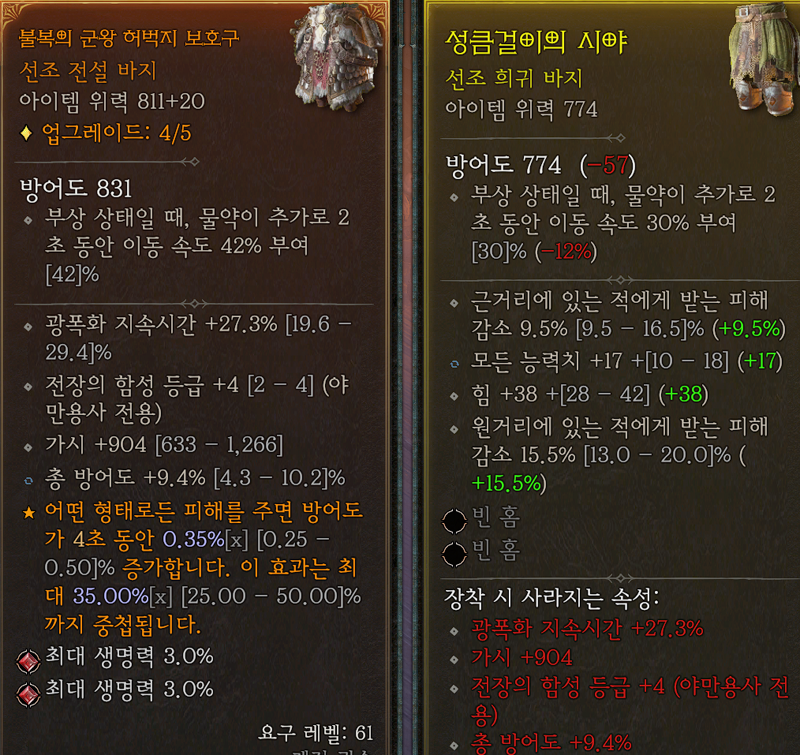 디아블로4 인벤 휠바바 고수님들 바지 봐주세요ㅠㅠ렙80 사진첨부 디아블로4 인벤 야만용사 게시판