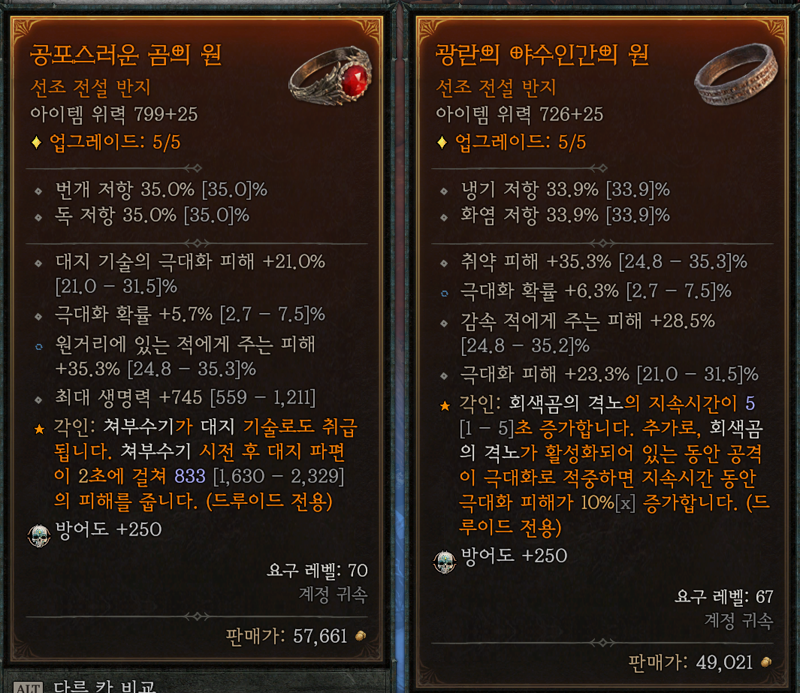 디아블로4 인벤 곰드루 반지가 너무 고민됩니다 디아블로4 인벤 드루이드 게시판