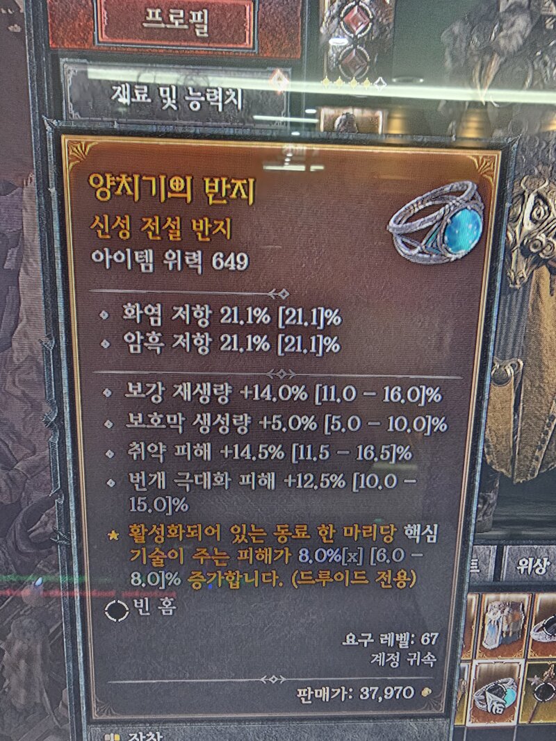 디아블로4 인벤 반지 2개 머쓰는게 낫죠 디아블로4 인벤 드루이드 게시판